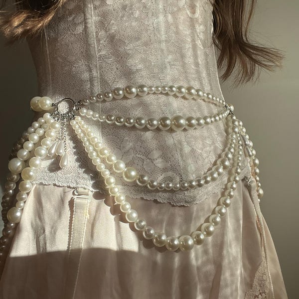 Gold Pearl Waist Chain/body Jewelry/beach Jewelry Belly Chain - Etsy