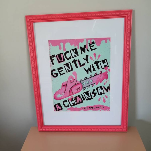 Neon Bones 8 X 10 Art Print | Graphic Pink Illustration | Punk Feminist ...
