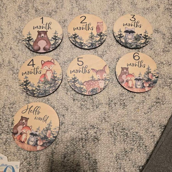 Woodland Milestone Cards, Baby Milestone Woodland Discs Marker, Wood ...
