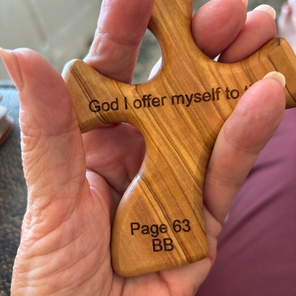 Personalized Olive Wood Comfort Cross: Handheld Prayer Cross From Holy ...