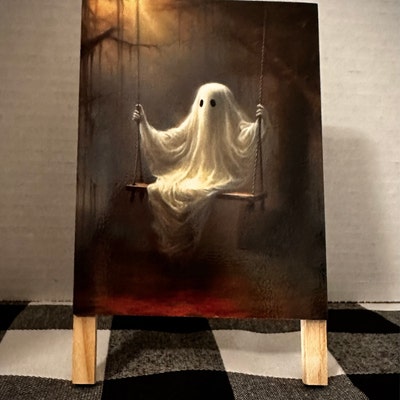 Wall Flower Ghost Poster, Sheeted Ghost Art Print, Cute Little Ghost ...