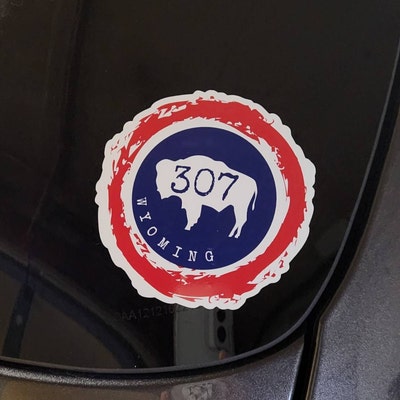 Wyoming 307 Circle Bison Sticker With Wyoming State Flag Inspired ...