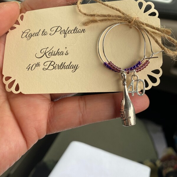 40th Birthday Favors, 40th Anniversary Favors. Number Forty Wine Charms ...