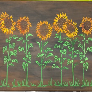 Reusable Stencil, Flower Stencil, Large Row of SUNFLOWERS Stencil for ...