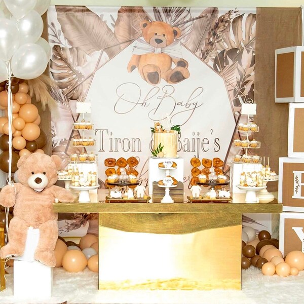 PRINTABLE Teddy Bear Baby Shower Backdrop Banner | Teddy Bear Theme ...