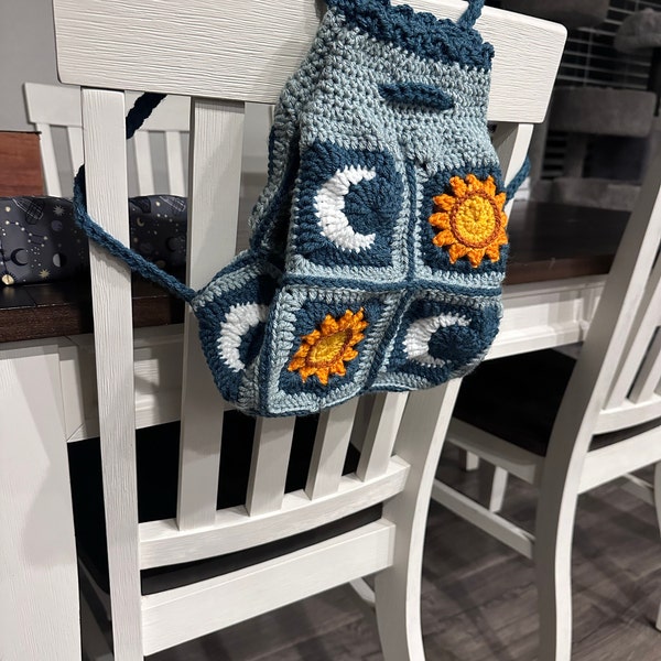 PDF PATTERN PACK - Crochet Sun & Moon Drawstring Backpack and Crossbody ...