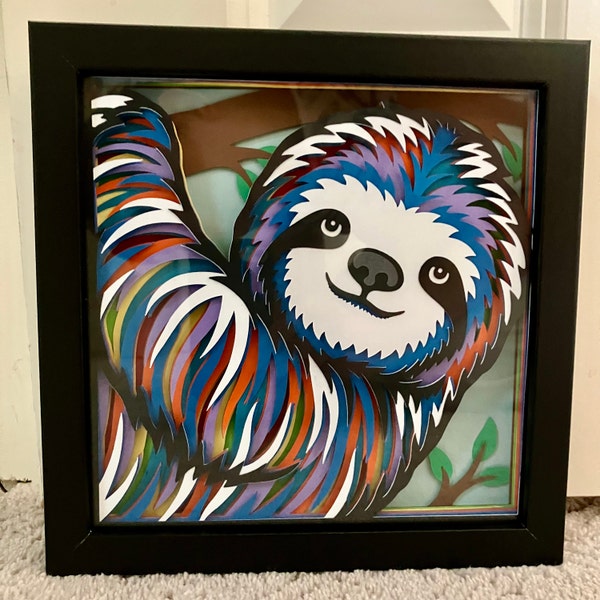 Sloth 3D Layered SVG for Cardstock/ Colorful Sloth Multilayer Cardstock ...