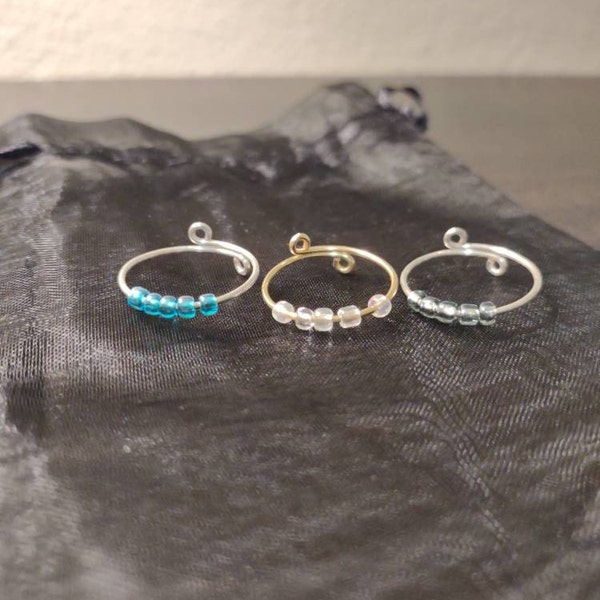 Fidget Ring Set of 3, Adjustable Rings for Women, 5 Beads - Etsy