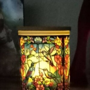 Hummingbird Stained Glass Designed Battery Operated Tea Light Holder - Etsy