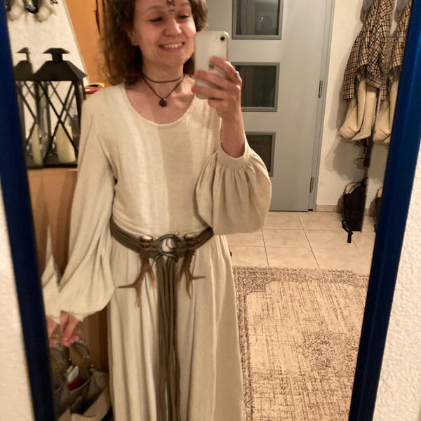 Viking Wedding Full Set, Dress, Underdress, Belt With Antlers Greenish ...