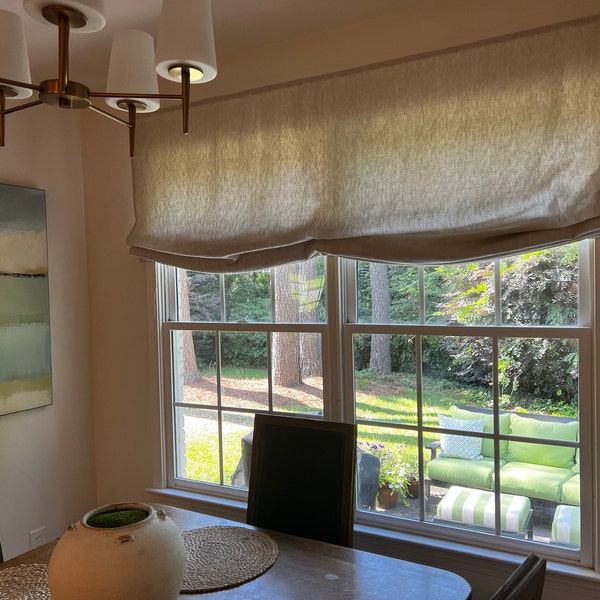 Pure Linen Custom Relaxed Roman Shades, 100% Linen Light Weight Fabric ...