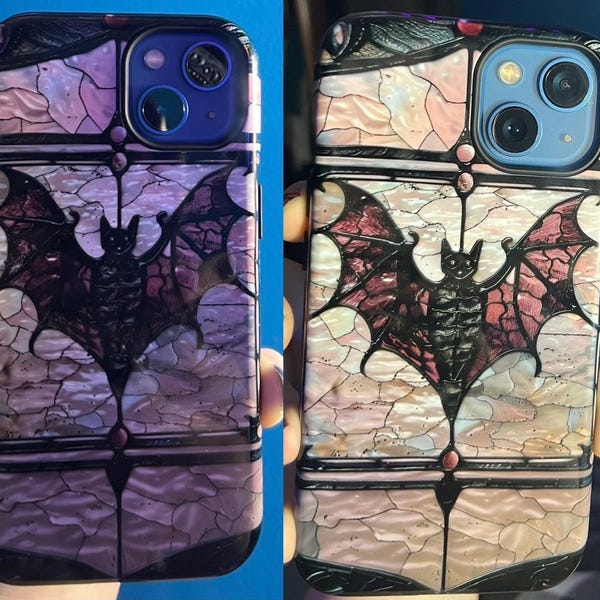 Vampire Bat Gothic Stained Glass Pink iPhone Case | Dark Gothic Bats ...