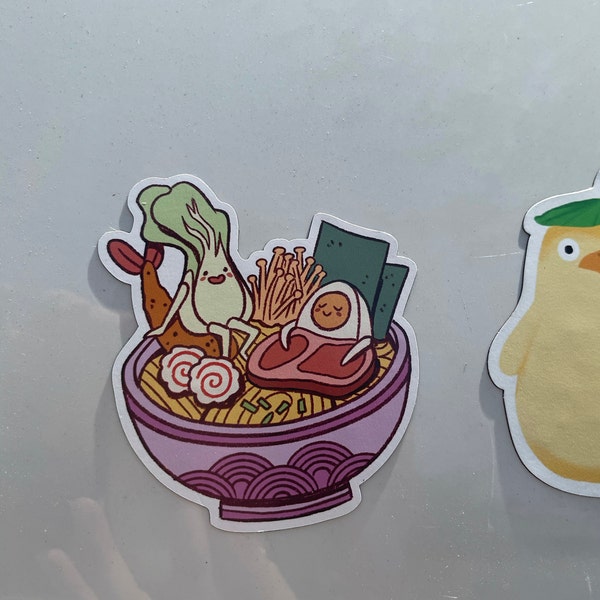Cute Happy Ramen Magnet | Ramen Soup Refrigerator Decal | Cute Foodie ...