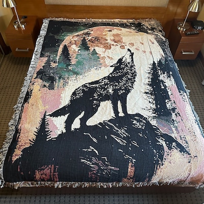 Persian Rug Style Woven Blanket, Arabesque Pattern Throw Blankets ...