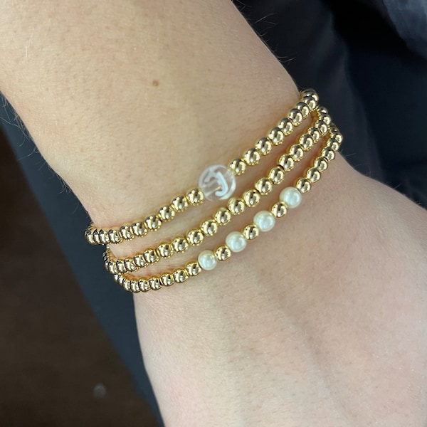 14k Gold Pearl Stacking Bracelets | Pearl Bracelets | Stacking ...