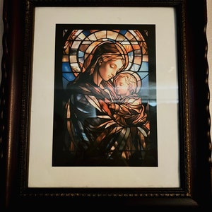 Mosaic Tiles Holy Mary Wall Art Christian Faux Stained Glass - Etsy