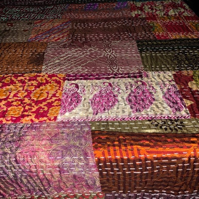 Bohemian Patchwork Quilt Kantha Quilt Handmade Vintage Quilts Boho King ...