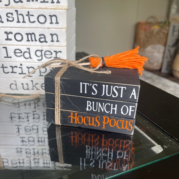 Halloween Mini Wood Book Stack/ Halloween Wood Book Stack/ Wood Books ...