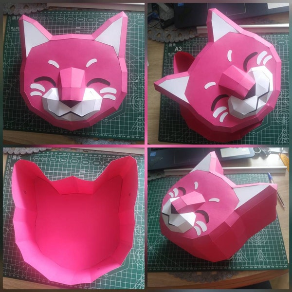 Gift Box Cat Low Poly Papercraft SVG PDF Template - Etsy