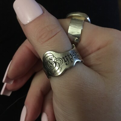 Word Ring, Initial Ring, Name Ring, Mens Ring, Vintage Ring, Silver ...