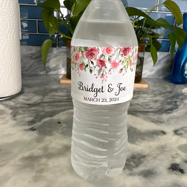 Printable OR Printed Floral Water Bottle Labels With Your Choice of ...