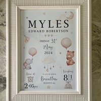 New Baby Personalised Print Birth Details Gift Keepsake Print New Baby ...