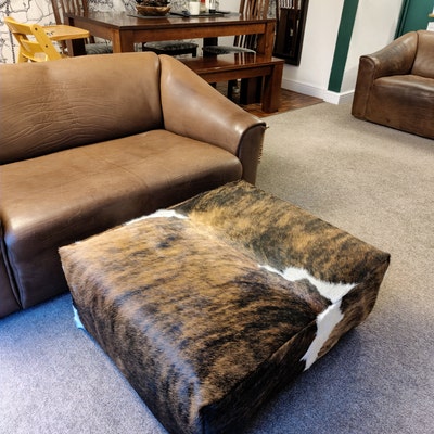 The Liberty Cowhide and Steel Storage Ottoman / Storage Chest Handmade ...