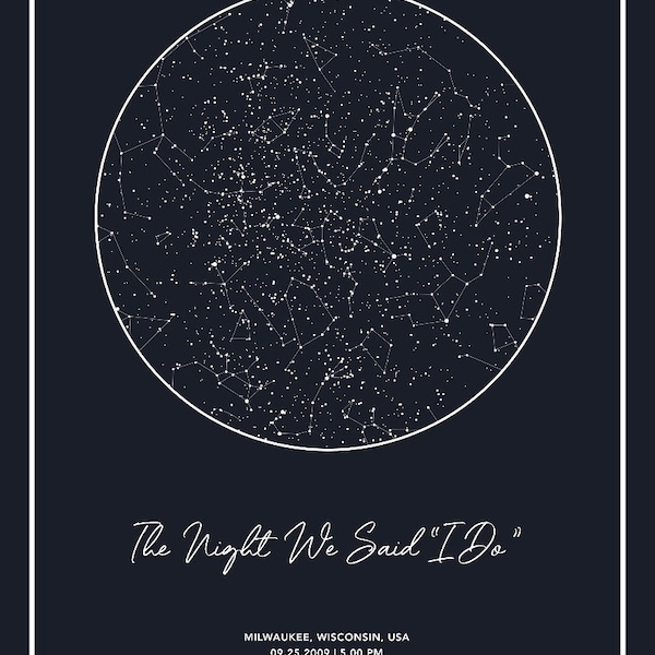 Custom Star Map | Valentine's Christmas Gift First Kiss Poster Love ...