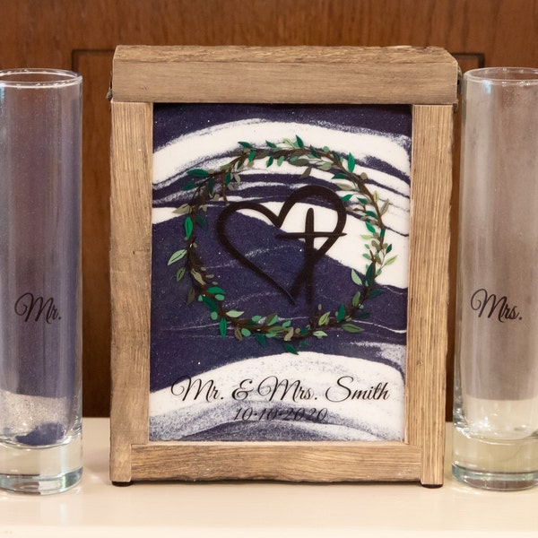 Rustic Unity Sand Ceremony Set Shadow Box, Unity Candle Alternative for ...