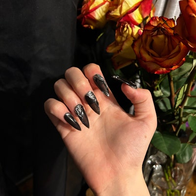 Sanguineous Song-blood Red Clear Gel Minimalist Style Handmade Pointy ...