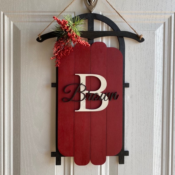 Runner Sled Holiday Layered Sign Base Hanging Vintage Style Decor ...