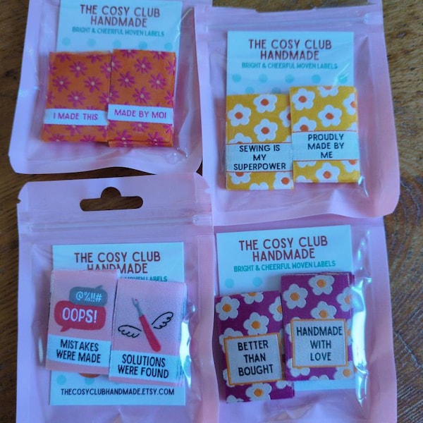 Pack of 5 Woven Fabric Labels RED GINGHAM TOAST "made to Keep You ...