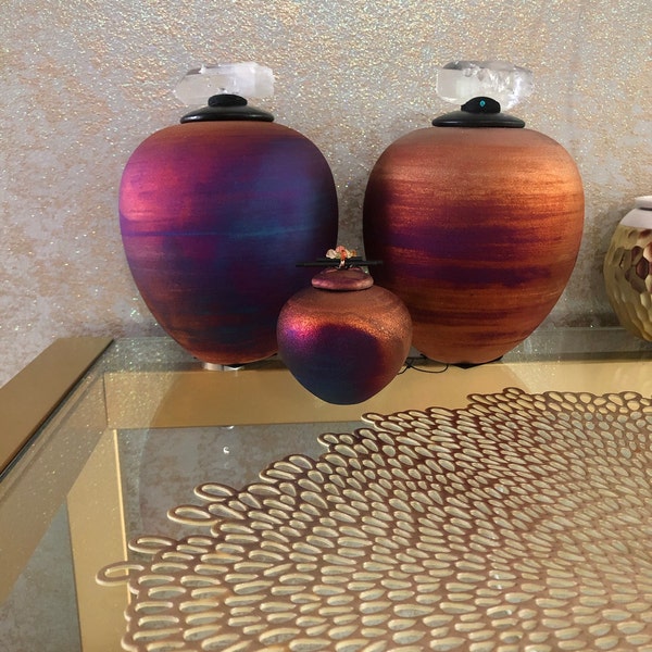 Small Raku Fetish Dream Catcher Jars With Copper Wire Paper Scroll ...