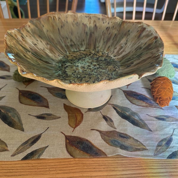 Botanical Pottery Bowl, Blue and White, Centerpiece, Fine Art Ceramics ...