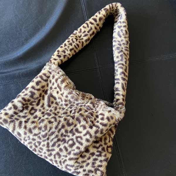 Small Fluffy Cheetah Print Bag - Brown Animal Print Fuzzy Purse - Y2k ...