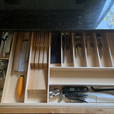 Custom Drawer Divider, Maple Silverware Organizer, 6 Spaces ...