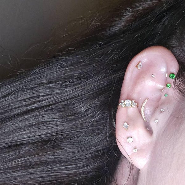 Rose Gold Belly Button Ring Internally Threaded CZ | Dainty Belly ...