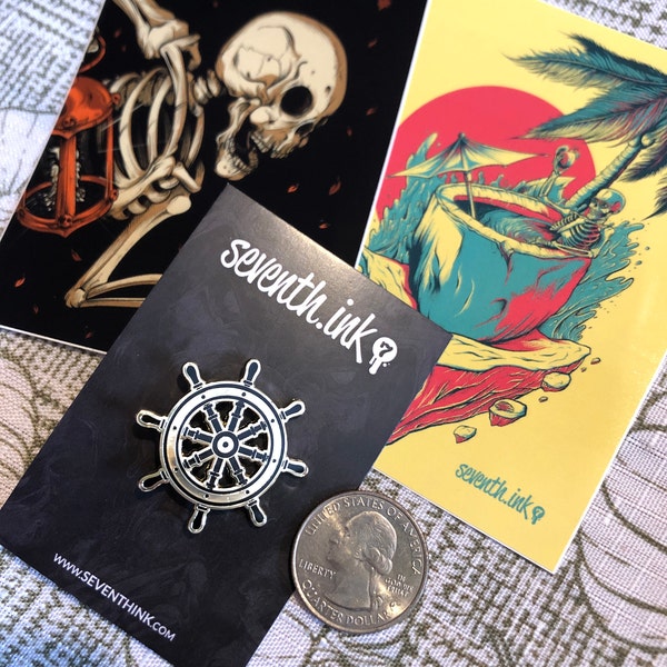 Gold Ship Helm 1.25" Enamel Pin - Etsy