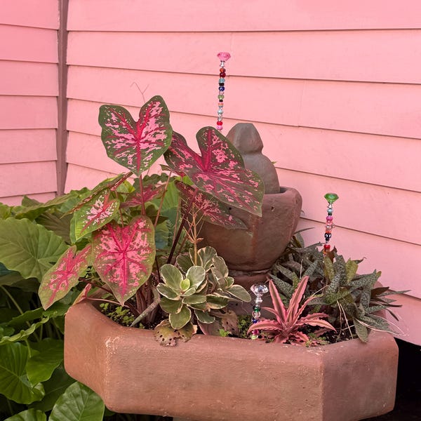 25inch, 14inch Evil Eye Garden Stake, 4 Leaf Clover Charm, Garden ...