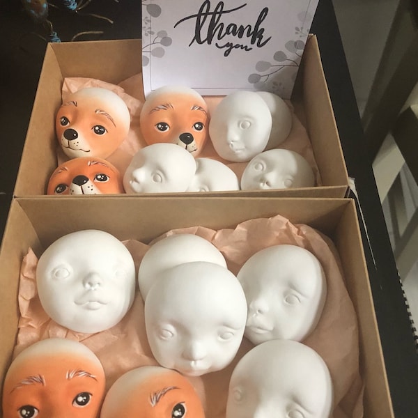 Doll Heads for Doll Making - 5 Pieces in a Box, Doll Face for Art Dolls ...