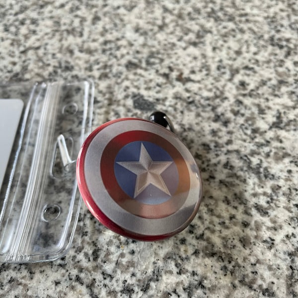 Captain America, Name Badge Holder, Retractable ID Badge Holder, Name ...