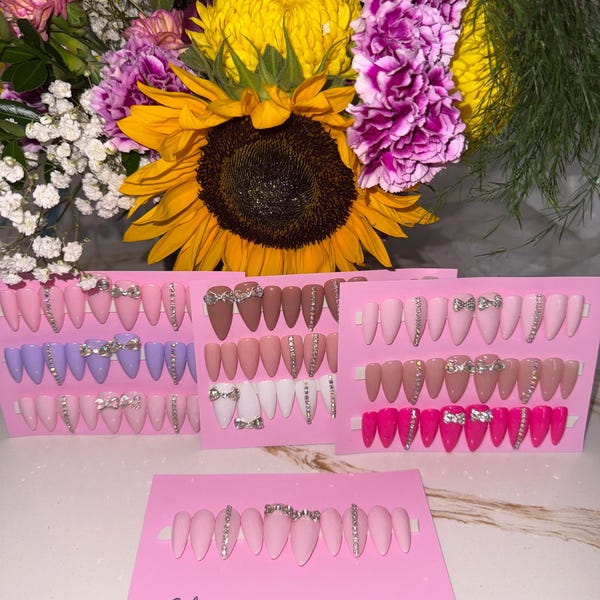 GOLD Beauty- Rhinestone XXL Ballerina Gel Press on Nails | Reusable ...