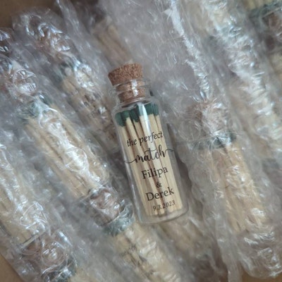 Wedding Matches, the Perfect Match, Glass Bottle, Custom Label, Wedding ...
