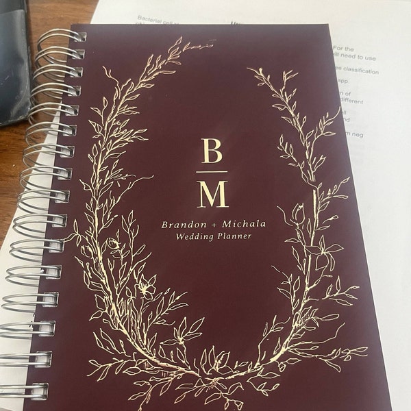 Floral Wedding Planner Book / Beige Custom Wedding Planner / Real Gold ...