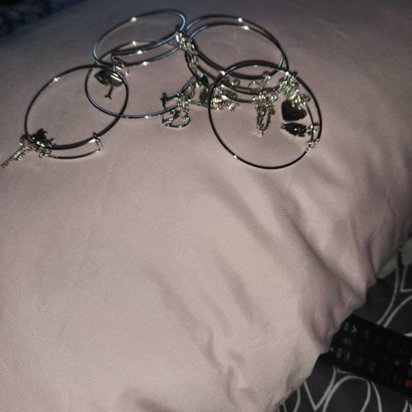 Silver Bangles With Charms, Silver Charms, Stackable Bangles,silver ...