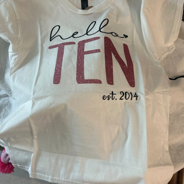 Hello Ten Est 2014 Shirt 10th Birthday Shirt Hello 10th Birthday Gift ...