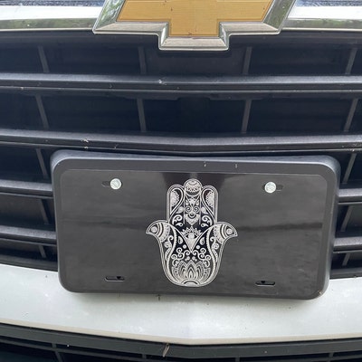Ohio State Flag License Plate Car Tag Diamond Etched Engraved on Black ...