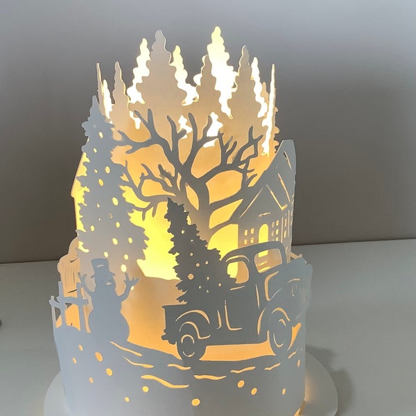 Combo 3 Items Paper Cut Lamp for Christmas - DIY Paper Cut Lamp - Merry ...