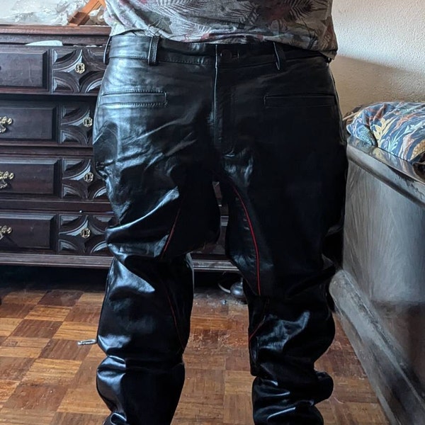 Men's Genuine Leather Biker Vest Chained Bar Vest Steampunk Vest Goth ...