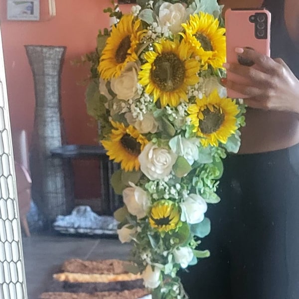 Sunflower Cascading Bridal Bouquet | Cascade Wedding Bouquet Collection ... Sunflower Cascading Bridal Bouquet | Cascade Wedding Bouquet Collection ...